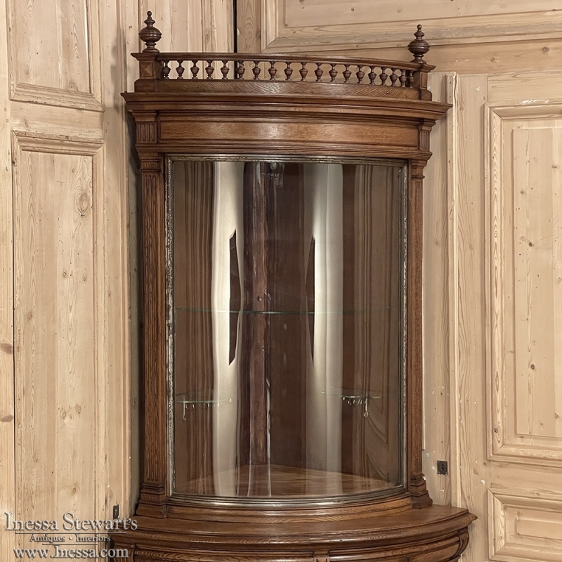 19th Century French Henri II Neoclassical Corner Vitrine ~ Bookcase