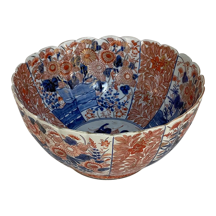 19th Century Imari Hand-Painted Serving Bowl