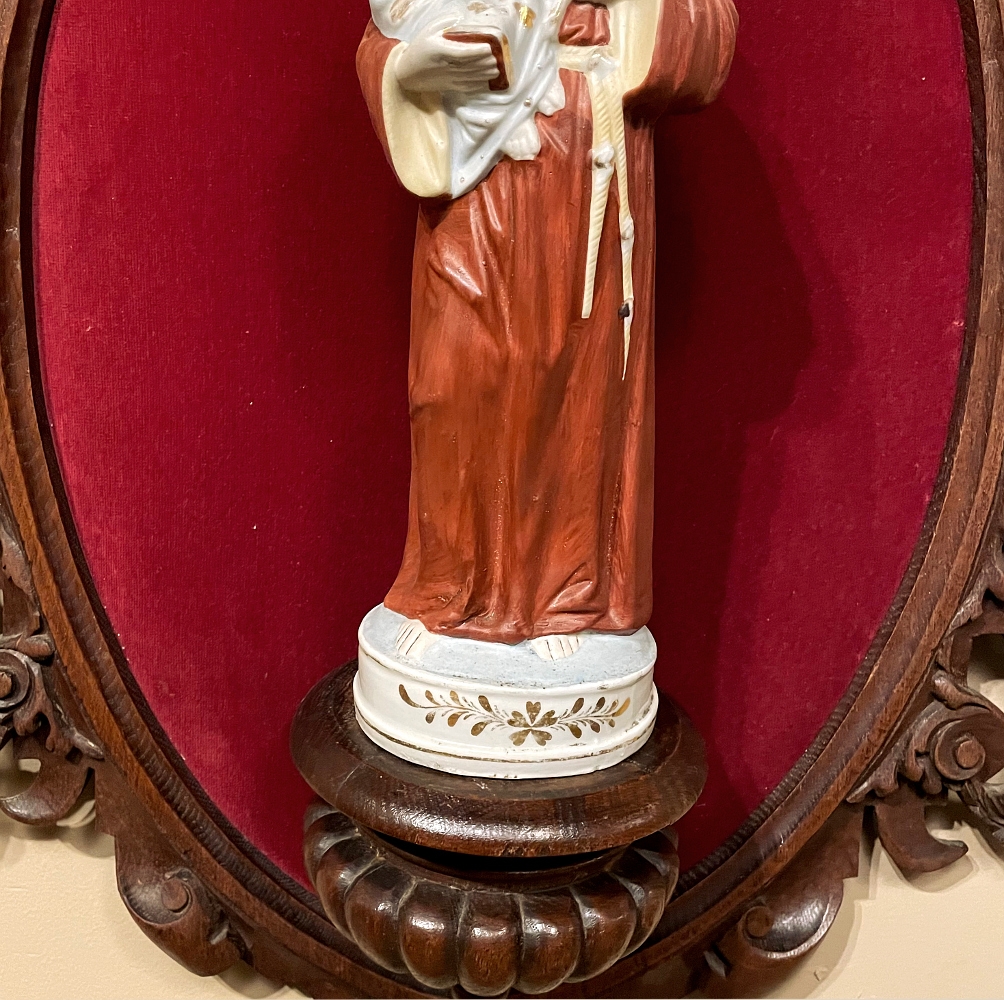 19th Century Black Forest Wall Shrine with Porcelain St. Joseph & Jesus