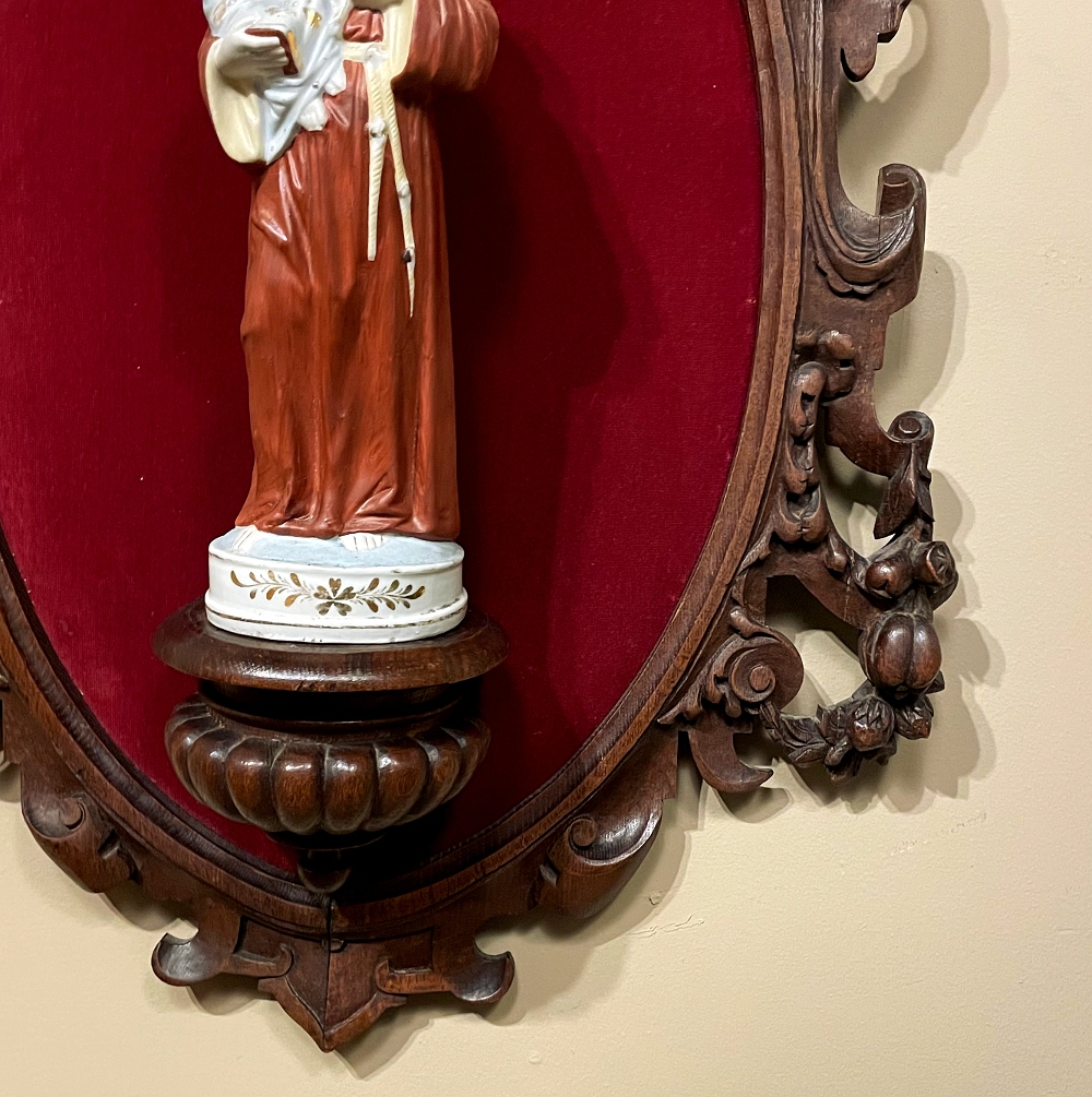 19th Century Black Forest Wall Shrine with Porcelain St. Joseph & Jesus