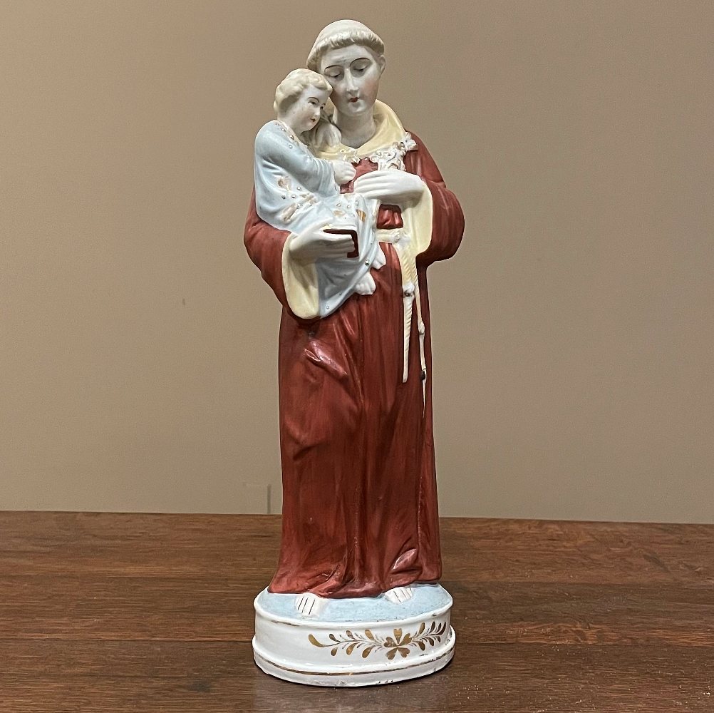 19th Century Black Forest Wall Shrine with Porcelain St. Joseph & Jesus