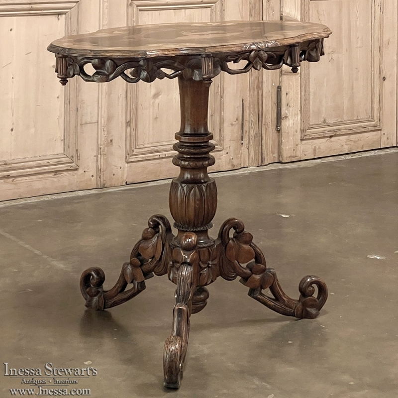 19th Century Swiss Inlaid Tilt-Top Center Table