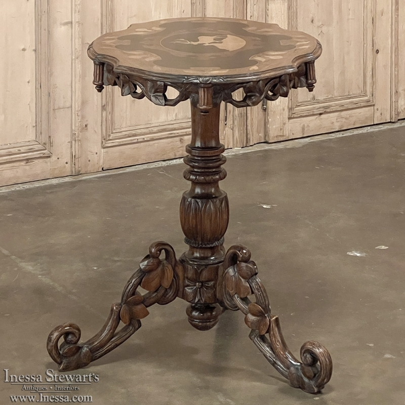 19th Century Swiss Inlaid Tilt-Top Center Table