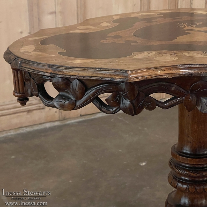19th Century Swiss Inlaid Tilt-Top Center Table