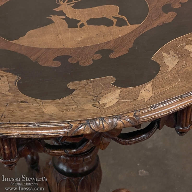 19th Century Swiss Inlaid Tilt-Top Center Table