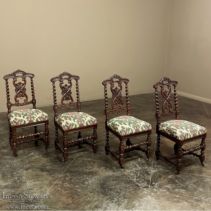 Set of Four 19th Century Napoleon III Period Louis XIV Style Side Chairs