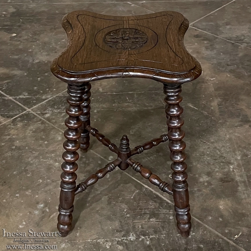 Antique Stool with Spooled Legs