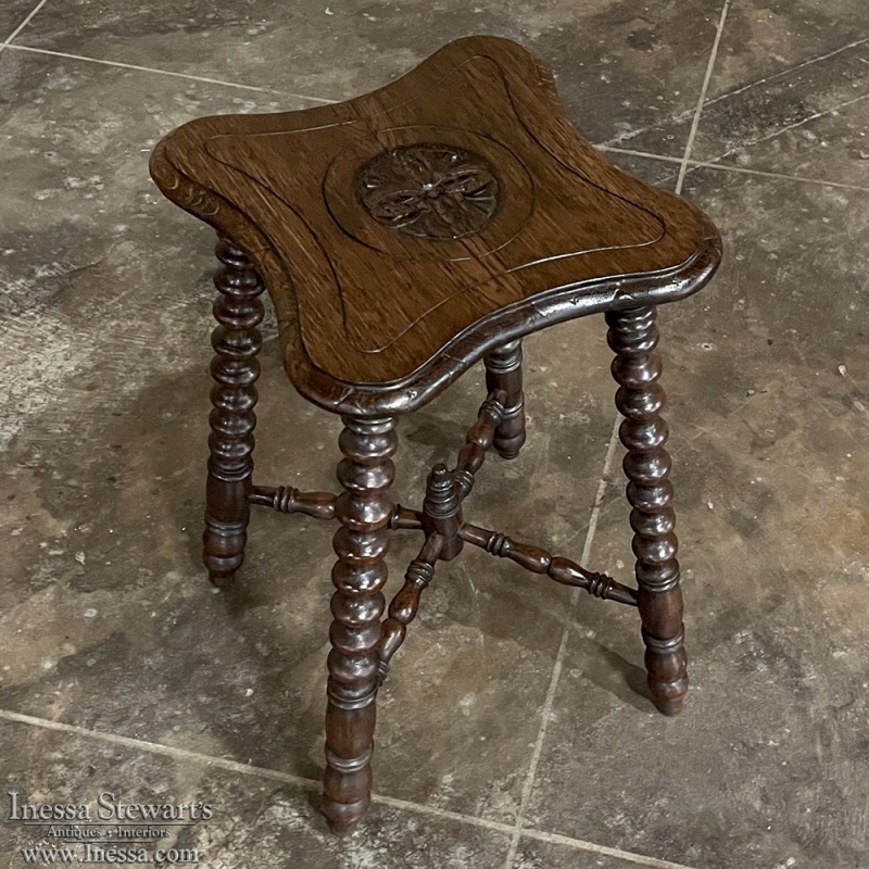 Antique Stool with Spooled Legs