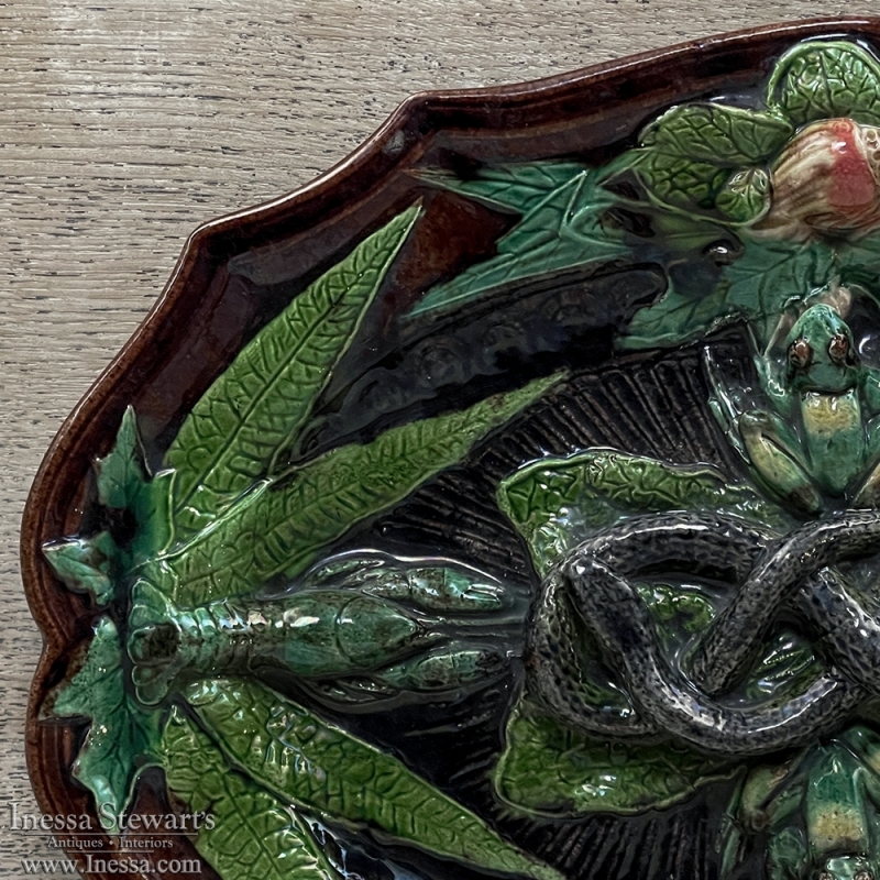 Antique French Palissy Majolica Serving Platter