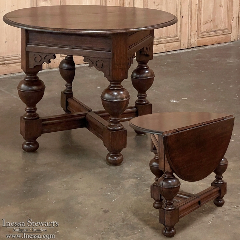 19th Century Dutch Drop Leaf Table ~ Demilune Console