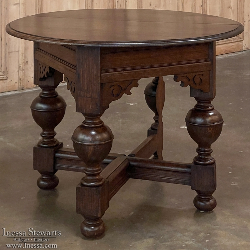 19th Century Dutch Drop Leaf Table ~ Demilune Console