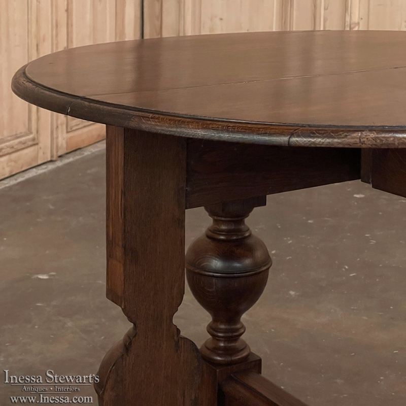 19th Century Dutch Drop Leaf Table ~ Demilune Console