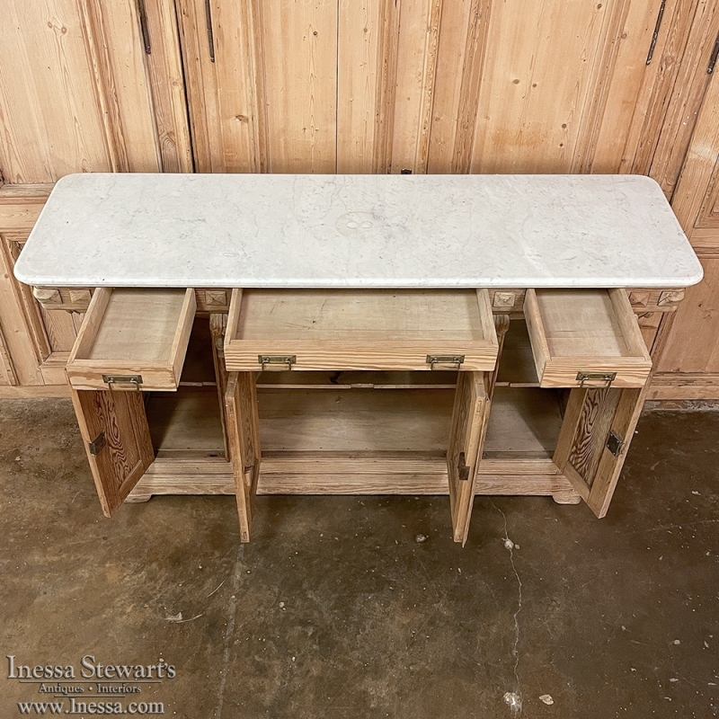 19th Century French Neoclassical Bar ~ Counter with Carrara Marble Top
