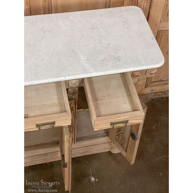 19th Century French Neoclassical Bar ~ Counter with Carrara Marble Top