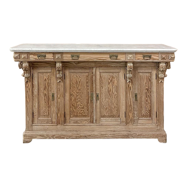 19th Century French Neoclassical Bar ~ Counter with Carrara Marble Top