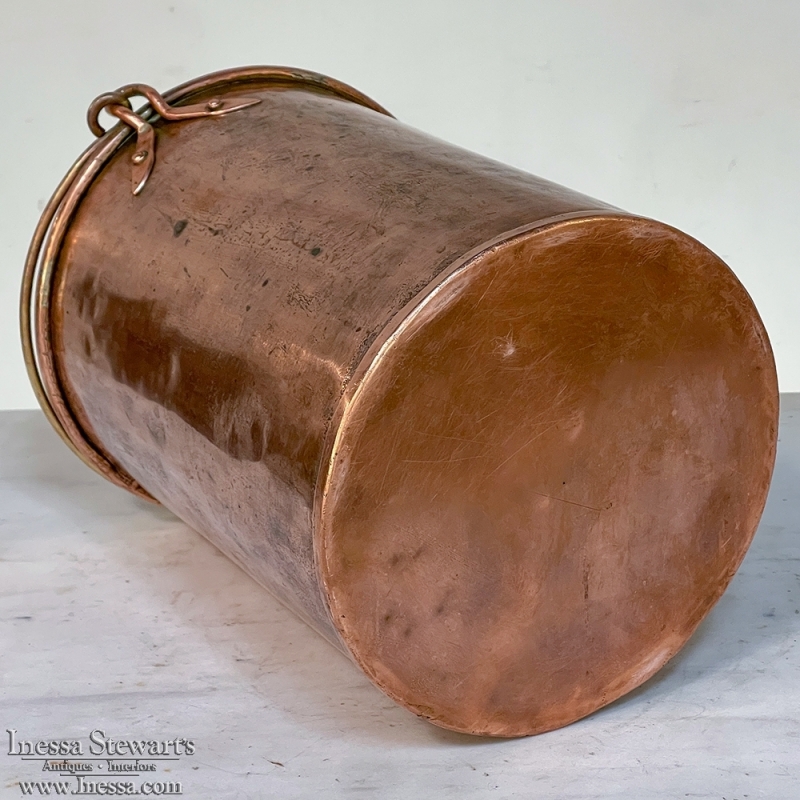 19th Century Hand-Hammered Copper Pot with Riveted Seams & Handles