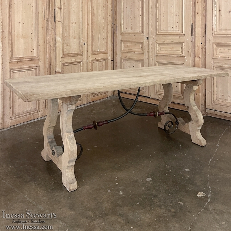 Vintage Spanish Colonial Dining Table with Wrought Iron in Solid ...