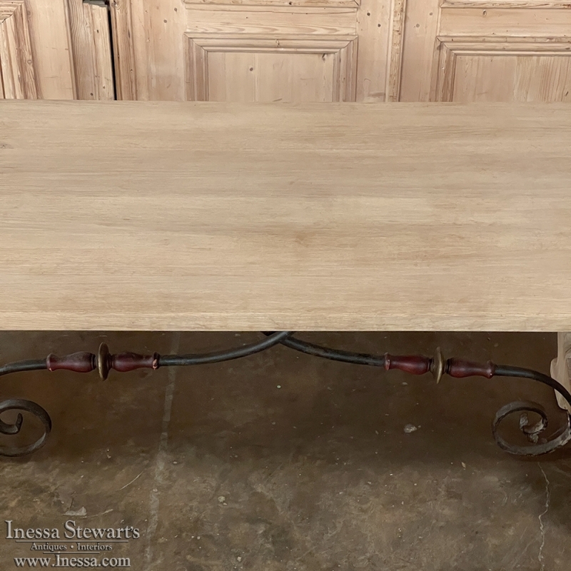 Vintage Spanish Colonial Dining Table with Wrought Iron in Solid ...