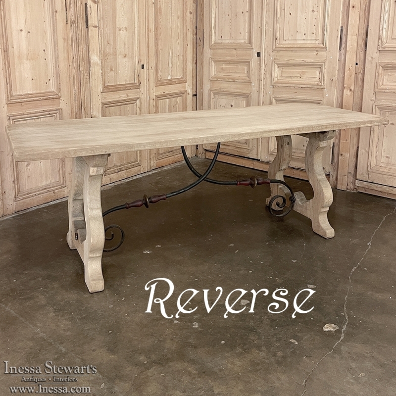 Vintage Spanish Colonial Dining Table with Wrought Iron in Solid ...