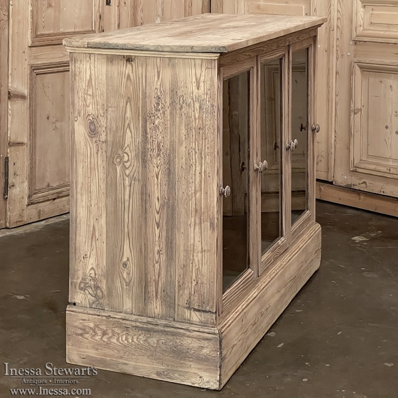 Antique Rustic Pine Bin Style Store Counter in Stripped Pine