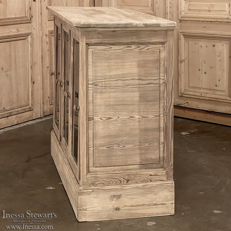 Antique Rustic Pine Bin Style Store Counter in Stripped Pine
