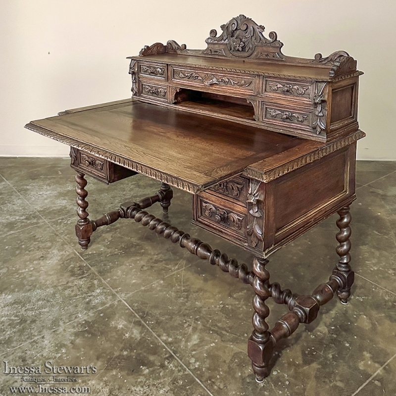 19th Century French Renaissance Wall Desk with Extending Writing ...
