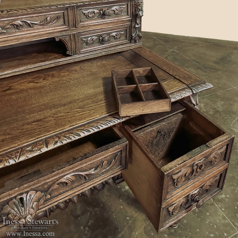 19th Century French Renaissance Wall Desk with Extending Writing ...