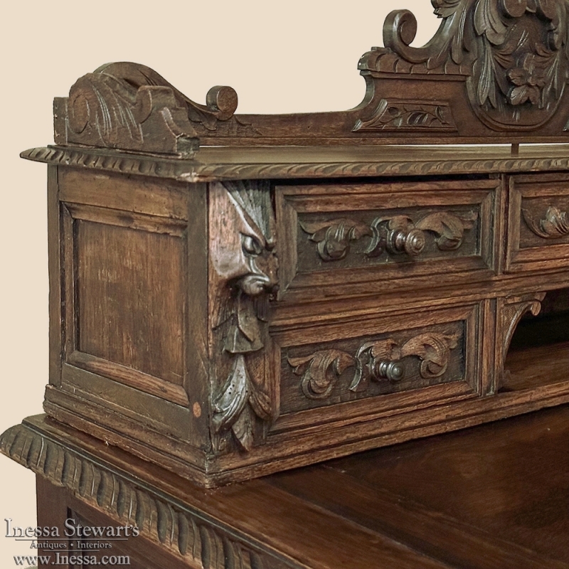 19th Century French Renaissance Wall Desk with Extending Writing ...