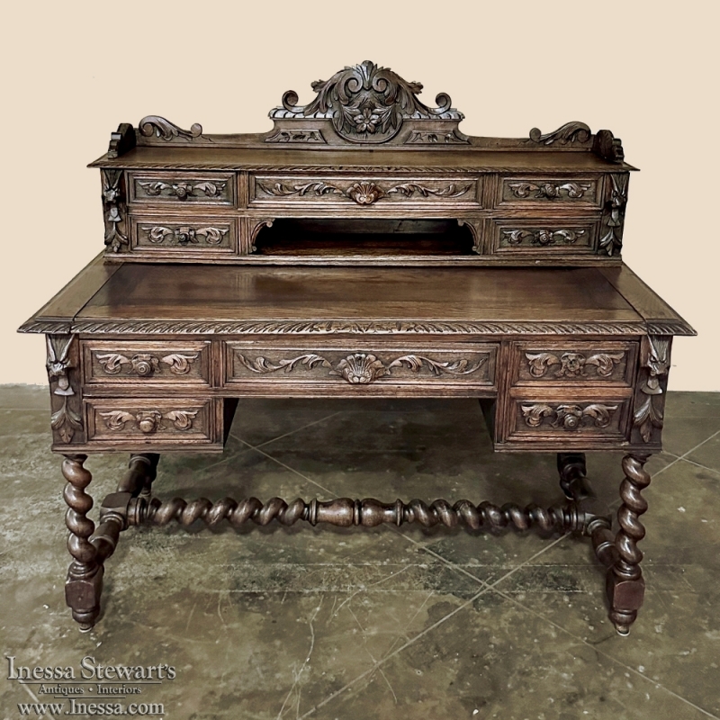 19th Century French Renaissance Wall Desk with Extending Writing ...