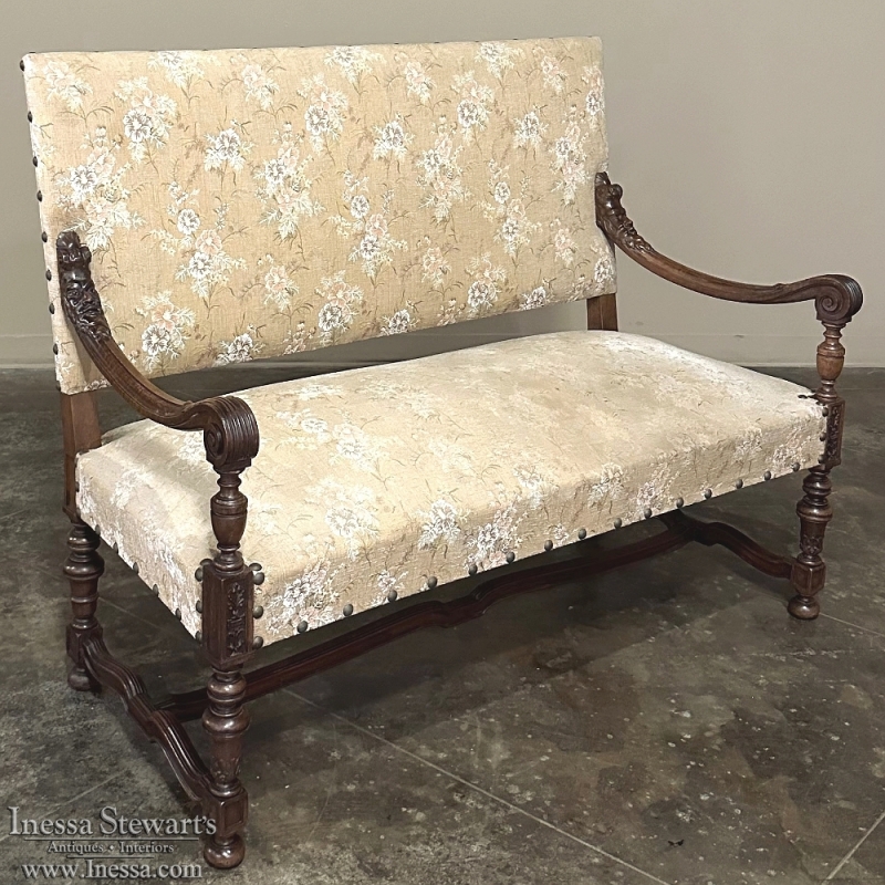 Antique French Louis XIV Walnut Canape ~ Sofa ~ Settee