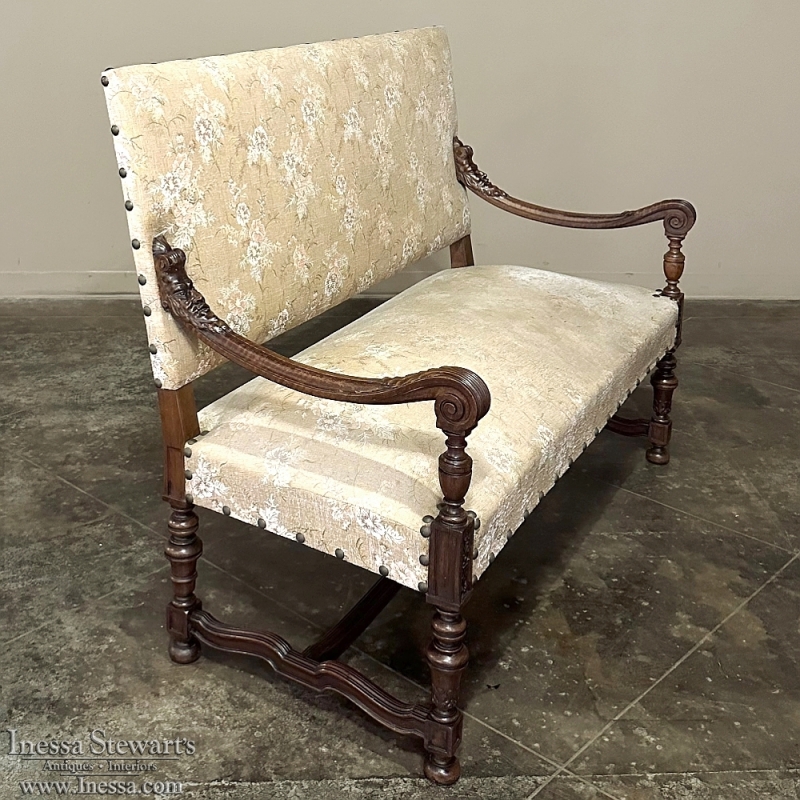 Antique French Louis XIV Walnut Canape ~ Sofa ~ Settee