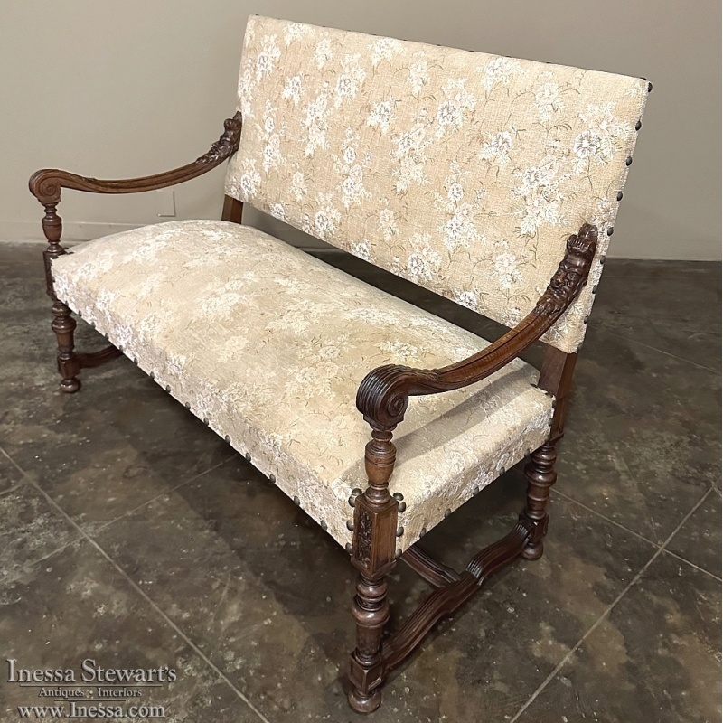 Antique French Louis XIV Walnut Canape ~ Sofa ~ Settee