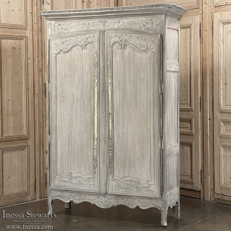 19th Century Country French Whitewashed Armoire from Normandie ~ Brittany