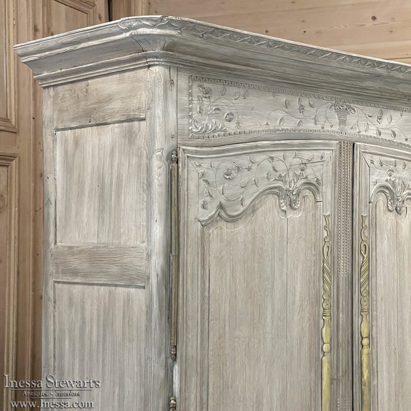 19th Century Country French Whitewashed Armoire from Normandie ~ Brittany
