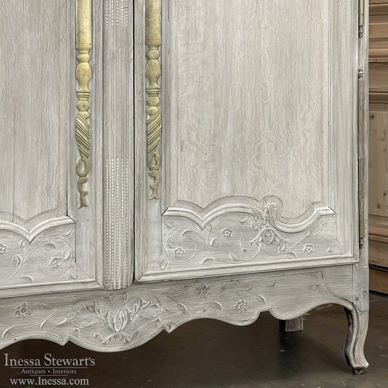 19th Century Country French Whitewashed Armoire from Normandie ~ Brittany