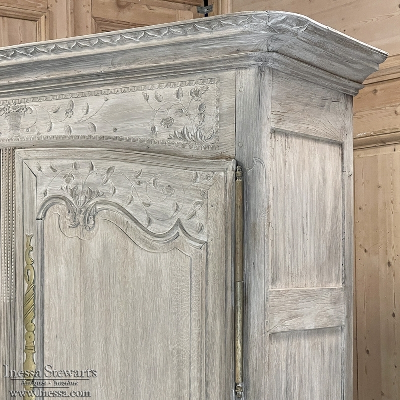 19th Century Country French Whitewashed Armoire from Normandie ~ Brittany