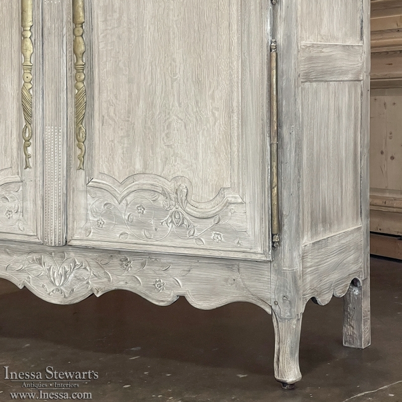 19th Century Country French Whitewashed Armoire from Normandie ~ Brittany
