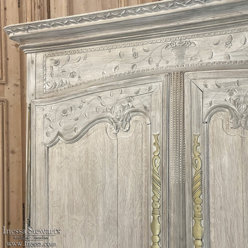 19th Century Country French Whitewashed Armoire from Normandie ~ Brittany