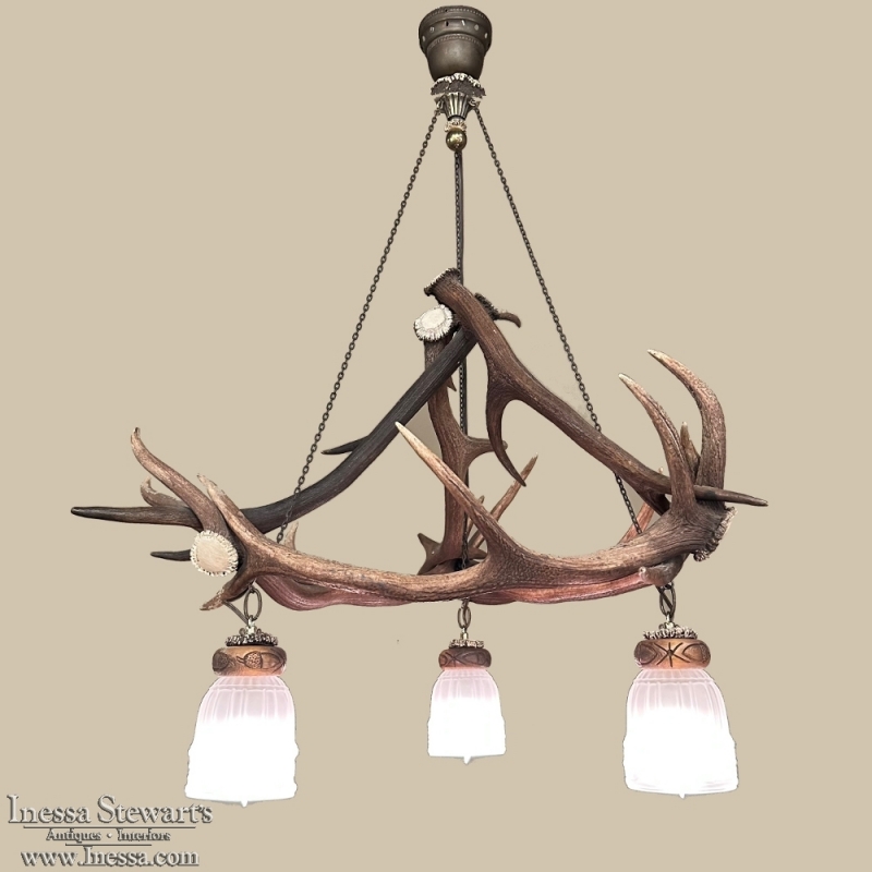 Antique Rustic Deer Antler Chandelier