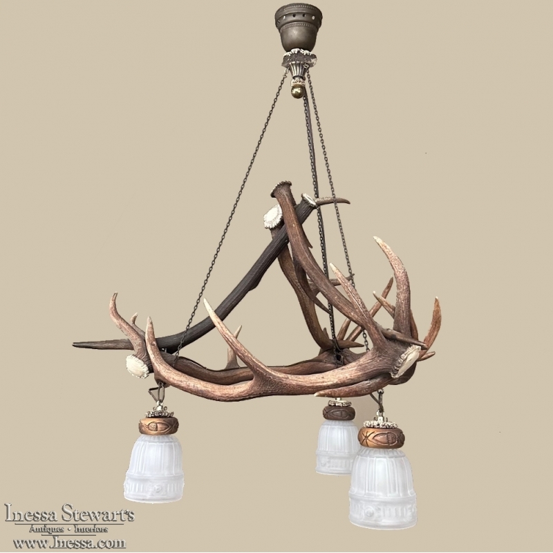 Antique Rustic Deer Antler Chandelier