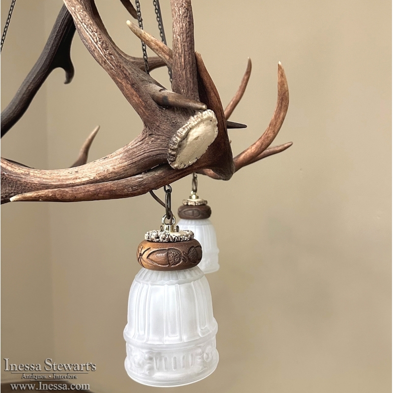 Antique Rustic Deer Antler Chandelier