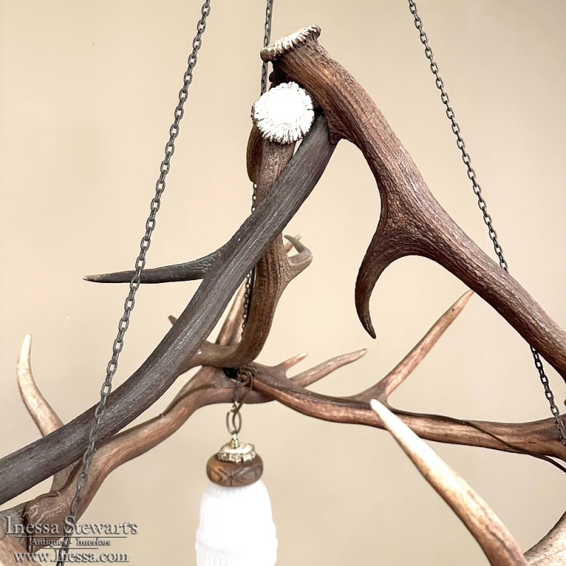 Antique Rustic Deer Antler Chandelier