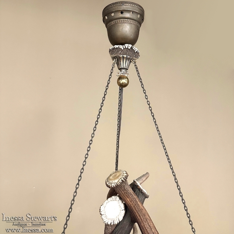 Antique Rustic Deer Antler Chandelier