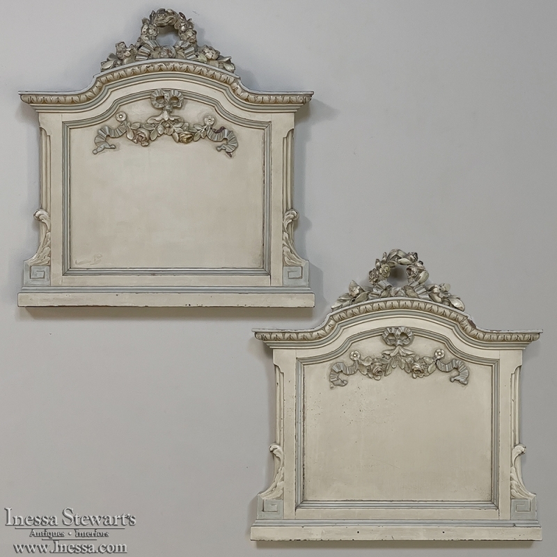 Pair 19th Century Carved & Painted Wall Panels