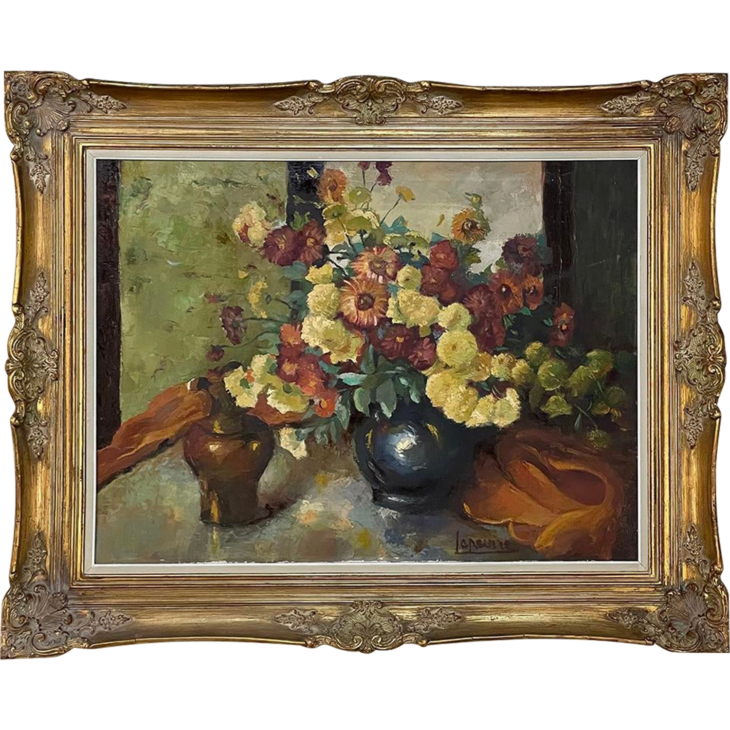 Antique Framed Still Life Signed Oil Painting on Canvas
