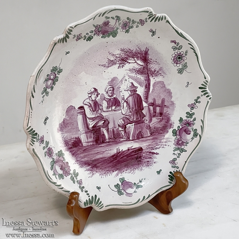 18th Century French Faience Hand-Painted Plate