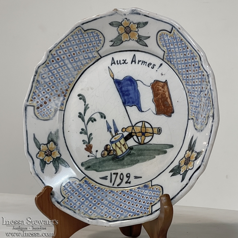 18th Century French Faience Hand-Painted Plate