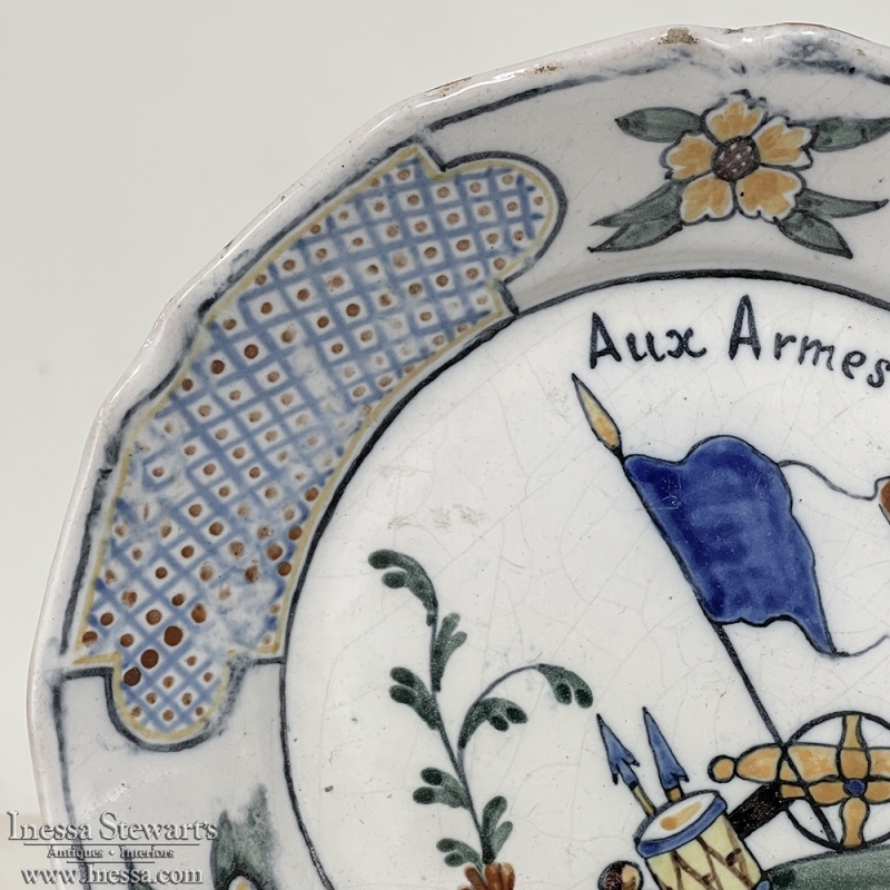18th Century French Faience Hand-Painted Plate