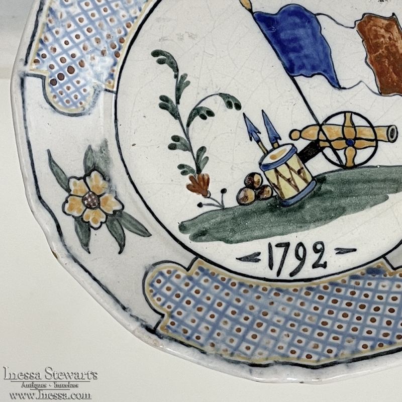 18th Century French Faience Hand-Painted Plate