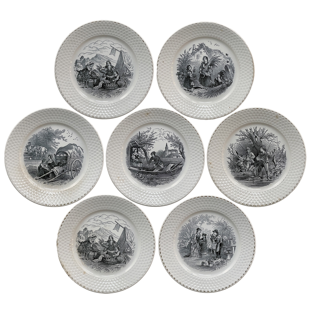 Set of Seven 19th Century Dutch Transferware Plates by P. Regout of ...